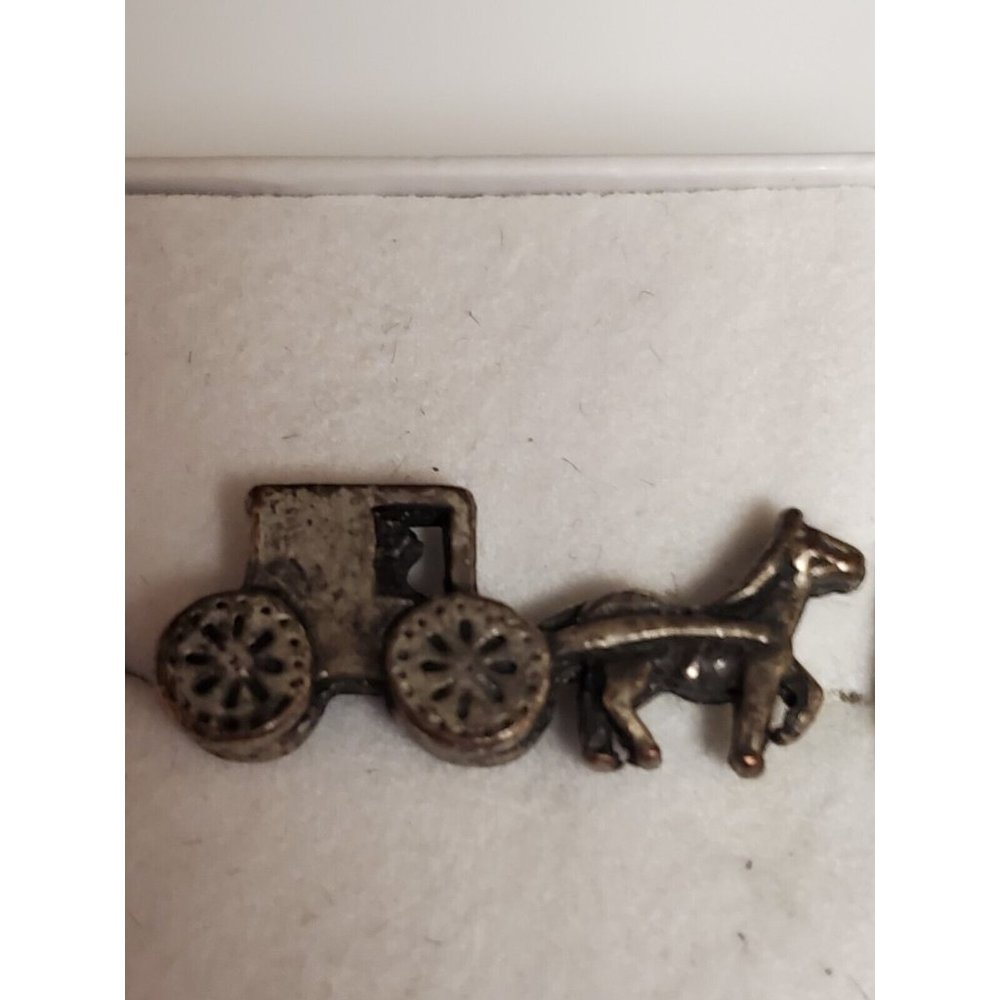 Vintage Pewter Amish Horse And Buggy Lapel Pin - Gem